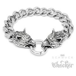 Wolf Panzerarmband mit Ringverschluss aus Edelstahl silber W&ouml;lfe M&auml;nner-Armband