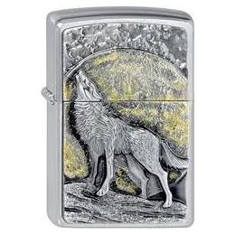 Feuerzeug mit Wolf im Mondschein 3D-Emblem hochwertig verarbeitet original Zippo
