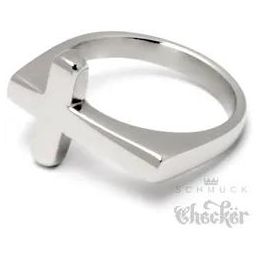 Schlichter Kreuz-Ring aus 316L Edelstahl silber poliert Herren Damen Geschenk