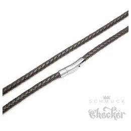 Braunes Lederband Halsband echt Leder Halskette geflochten 40cm bis 60cm, 6mm dick