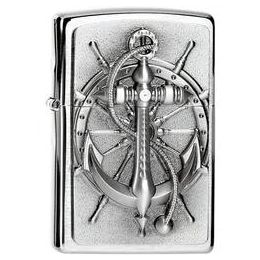 Nautisches Zippo mit Anker und Steuerrad hochwertiges 3D-Emblem Sturmfeuerzeug