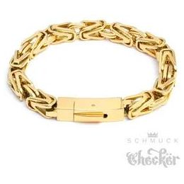 Goldenes Byzantiner Armband massiver Edelstahl vergoldet K&ouml;nigskette M&auml;nnerschmuck