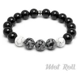 Mot Roll Perlen Armband Edelstein schwarz wei&szlig; Achat Onyx Herren M&auml;nner Menbeads