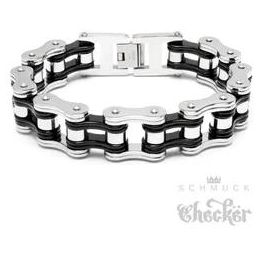 Motorradketten-Armband in Silber Schwarz aus 316L Edelstahl Bikerschmuck Armkette