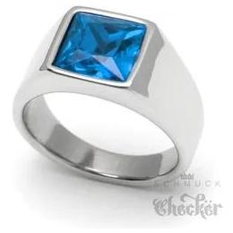 Herren Ring Solit&auml;r Stein Safir-Blau f&uuml;r den kleinen Finger silber aus Edelstahl