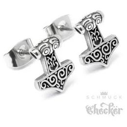 Kleiner Mj&ouml;lnir Ohrstecker aus Edelstahl Thors Hammer Wikingerschmuck Ohrringe