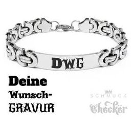 K&ouml;nigsarmband mit individueller Gravur silber Edelstahl Herren Armband Geschenk