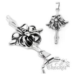 Edelstahl Herren Ketten Anh&auml;nger Silber Kreuz mit Spinne Spider Gothic Biker +Halskette