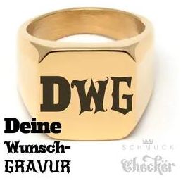 Goldener Siegelring mit Gravur aus Edelstahl vergoldet viereckig M&auml;nner Geschenk