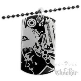 Edelstahl Dog Tag Erkennungsmarke hochwertig schwarz Frau mit Tr&auml;ne 60cm Kette