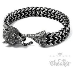 Grauer Wolf Herren Armband aus Edelstahl Wikinger Armkette Biker Schmuck Geschenk