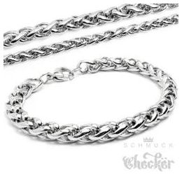 Edelstahl M&auml;nner Herren Armband Zopfkette besondere Form geflochten silber