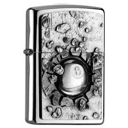 Billard-Spieler Geschenk original Zippo Benzinfeuerzeug mit 8-Ball 3D-Emblem