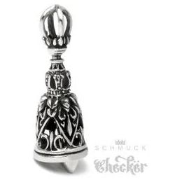 Gothic Bikerbell aus Edelstahl Lilie Fleur de Lis verziert K&ouml;niglicher Gl&uuml;cksbringer