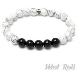 Wei&szlig;es Mot Roll Perlen-Armband mit schwarzem Onyx kombiniert Edelstein Herren