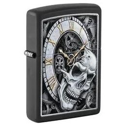 Uhr mit Totenkopf Feuerzeug Time's over Skull M&auml;nner Geschenk Zippo Sturmfeuerzeug