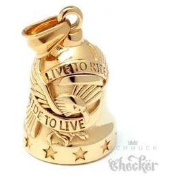 Goldene Live to Ride Biker-Bell aus Edelstahl Adler Motorrad Gl&uuml;cksglocke Ride Bell