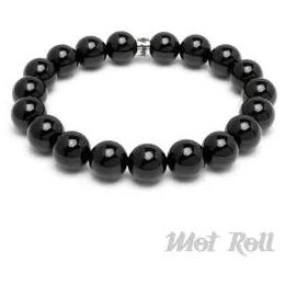 Mot Roll Perlen Armband Edelstein schwarz Achat Onyx Menbeads Herren M&auml;nner Schmuck