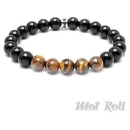 Mot Roll Perlen Armband schwarz braun gelb Tigerauge Achat Edelstein Herren Menbeads