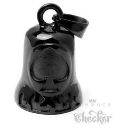 Pik Biker-Bell mit Flammen schwarze Motorrad-Glocke aus Edelstahl Spade Geschenk