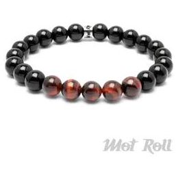 Mot Roll Perlen Armband schwarz rot rotes Tigerauge Achat Edelstein Herren Menbeads