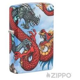 Premium Zippo mit zwei k&auml;mpfenden Drachen 540&deg; Motiv Original Feuerzeug Made in USA