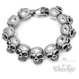 Totenkopf Armband aus Edelstahl gro&szlig; silber M&auml;nner Skull Bikerschmuck 21,5cm