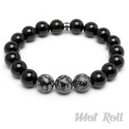 Mot Roll Perlen Armband Edelstein schwarz Achat Jaspis Onyx Herren M&auml;nner Menbeads