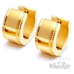 Hochwertige Ohrringe gold poliert Edelstahl Klapp-Creolen Herren Schmuck Geschenk