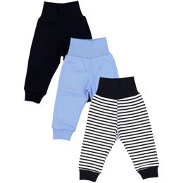 Pumphose TUPTAM "Pumphose Baby Jungen Lange Pumphose 3er Pack", M&auml;dchen, Gr. 56, N-Gr, schwarz (schwarz, blau, streifen), Obermaterial: 100% Baumwolle CO., Hosen Pumphose