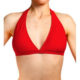 Triangel-Bikini-Top AQUARTI "Bikini Oberteil Damen Bikini Top Oberteil Triangel Neckholder Push Up Padded Zum Binden", Damen, Gr. 42, N-Gr, rot (design 041, zum binden, rot), Obermaterial: 80% Polyamid PA. 20% Elasthan EL., Bikini-Oberteile Triangel-Bikini-Top