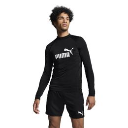 Rash Guard Puma "Puma SWIM MEN LONG SLEEVE RASH GUARD", Herren, Gr. XL, schwarz, Obermaterial: 80% Polyamid, 20% Elasthan, figurbetont h&uuml;ftlang, ohne Ausschnitt, Shirts Rash Guard, mit kleinem Stehkragen, lange &Auml;rmel