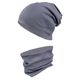 Beanie TUPTAM "M&uuml;tze Unisex Kinder Beanie M&uuml;tze Schlauchschal Set", Jungen, Gr. 56, grau (dunkelgrau), Obermaterial: 95% Baumwolle CO. 5% Elasthan EL., M&uuml;tzen Beanie