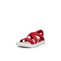 Sandale Ecco "SOFT SANDAL W CROSS STRAP", Damen, Gr. 38, rot, Nubukleder, unifarben, Schuhe Sandale, Riemchensandale, Sommerschuh mit praktischem Klettverschluss