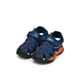 Sandale Geox "J BOREALIS BOY", M&auml;dchen, Gr. 32, blau, orange, Lederimitat, Textil, Mesh, Basic, Schuhe Sandale, Kinderschuh mit Zehenschutz, Gr&ouml;&szlig;enschablone zum Download