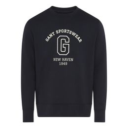 Sweatshirt Gant "GRAPHIC", Damen, Gr. L, evening blau, Sweatware, Obermaterial: 80% Baumwolle, 20% Polyester, normal normal, Rundhals, Sweatshirts Sweatshirt