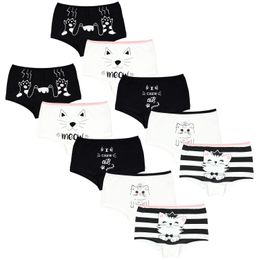 Panty TUPTAM "Shorts TupTam Unterhosen M&auml;dchen Shorts 10er Pack", M&auml;dchen, Gr. 104, beige (shorts katzen creme schwarz), Obermaterial: 95% Baumwolle CO. 5% Elasthan EL., Unterhosen Panty