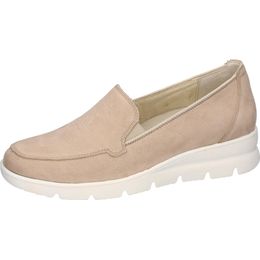 Waldl&auml;ufer Slipper WALDL&Auml;UFER "H-BRUNI", Damen, Gr. 9 (43), beige, Nubukleder, unifarben, Schuhe Slipper, Schlupfschuh, Halbschuh in Komfortweite H (= sehr weit)