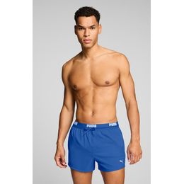 Badeshorts Puma "Puma SWIM MEN LOGO SHORT SHORTS 1P", Herren, Gr. L, N-Gr, ultra blau, Web, Obermaterial: 100% Polyester, Badehosen Badeshorts, Seitentaschen, Ges&auml;&szlig;tasche mit Rei&szlig;verschluss, Kordelzug