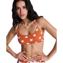 Bandeau-Bikini-Top Roxy "Hazy Days", Damen, Gr. L, Cup B, ginger spice flores, Obermaterial: 95% Nylon, 5% Elasthan;, Bikini-Oberteile Bandeau-Bikini-Top
