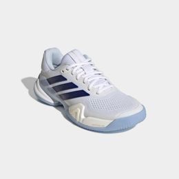 Tennisschuh adidas Performance "BARRICADE 14 CLAY", Damen, Gr. 37, cloud wei&szlig;, cyber metallic, dunkelblau, Synthetik, Textil, Schuhe Tennisschuh, Sandplatzschuhe f&uuml;r Aschepl&auml;tze