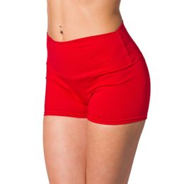 Hotpants ALKATO "Shorts Alkato Damen Sport Shorts mit Hohem Bund", Damen, Gr. 40, N-Gr, rot, Obermaterial: 95% Baumwolle CO. 5% Elasthan EL., Hosen Hotpants