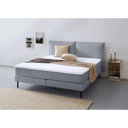 Bett "ERIK Boxbett mit Bonnell-/Taschen-Federkernmatratze, Breite 160/180cm", grau, B:200cm H:113cm L:209cm, 95% Polyester, 5% Nylon, LeGer Home by Lena Gercke, Betten, Bett, wahlweise H&auml;rtegrad der Matratze H2/H3/H4, Polsterbett mit/ohne Topper