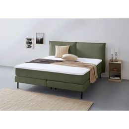 Bett "ERIK Boxbett mit Bonnell-/Taschen-Federkernmatratze, Breite 160/180cm", dunkelgr&uuml;n, B:200cm H:113cm L:209cm, 95% Polyester, 5% Nylon, LeGer Home by Lena Gercke, Betten, Bett, wahlweise H&auml;rtegrad der Matratze H2/H3/H4, Polsterbett mit/ohne Topper