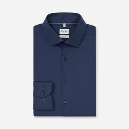 Businesshemd OLYMP "Level Five body fit", Herren, Gr. 37, N-Gr, blau (marine), Web, Obermaterial: 64% Baumwolle, 27% Polyester, 9% Elasthan, Hemden Businesshemd