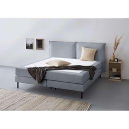 Bett "ERIK Boxbett mit Bonnell-/Taschen-Federkernmatratze, Breite 160/180cm", grau, B:200cm H:113cm L:209cm, 95% Polyester, 5% Nylon, LeGer Home by Lena Gercke, Betten, Bett, wahlweise H&auml;rtegrad der Matratze H2/H3/H4, Polsterbett mit/ohne Topper