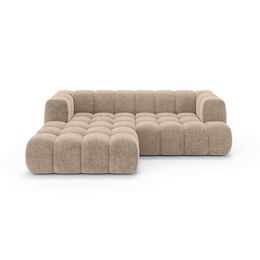 Ecksofa HOMSY BY ANA JOHNSON "&raquo;XL&laquo; BOUBELLE L-Form extra tief, Design: Bubble-Optik, Breite 247cm", dunkelbeige, B:247cm H:75cm T:191cm, 100% Polyester, Sofas, Ecksofa, hoher Sitzkomfort dank Wellenunterfederung, XL Sitztiefe 100 cm