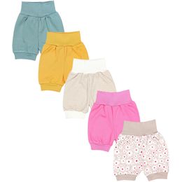 Pumphose TUPTAM "Pumphose Baby M&auml;dchen Sommershorts 5er Set", M&auml;dchen, Gr. 62, N-Gr, gelb (blumen streifen beige himbeere senf salbei), Obermaterial: 100% Baumwolle CO., Hosen Pumphose