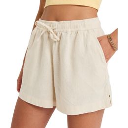 Shorts Roxy "LEKEITIO BREAK MID", Damen, Gr. L (40), N-Gr, parchment, Obermaterial: 55% Leinen, 45% Viskose, Hosen Shorts, aus Leinen und Viskose, sportlicher Stil