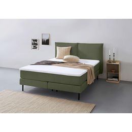 Bett "ERIK Boxbett mit Bonnell-/Taschen-Federkernmatratze, Breite 160/180cm", dunkelgr&uuml;n, B:180cm H:113cm L:209cm, 95% Polyester, 5% Nylon, LeGer Home by Lena Gercke, Betten, Bett, wahlweise H&auml;rtegrad der Matratze H2/H3/H4, Polsterbett mit/ohne Topper
